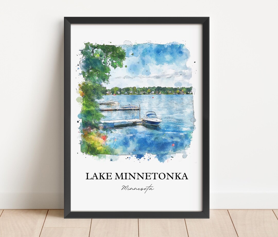 Lake Minnetonka Wall Art, Minneapolis Print, Minnesota Watercolor Art ...
