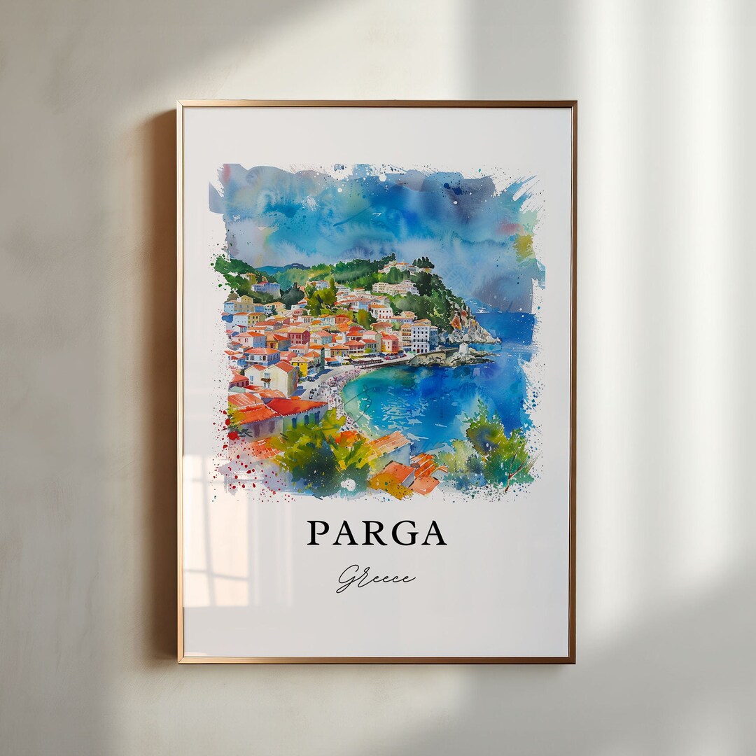 Parga Greece Wall Art, Parga Print, Parga Greece Watercolor, Parga ...