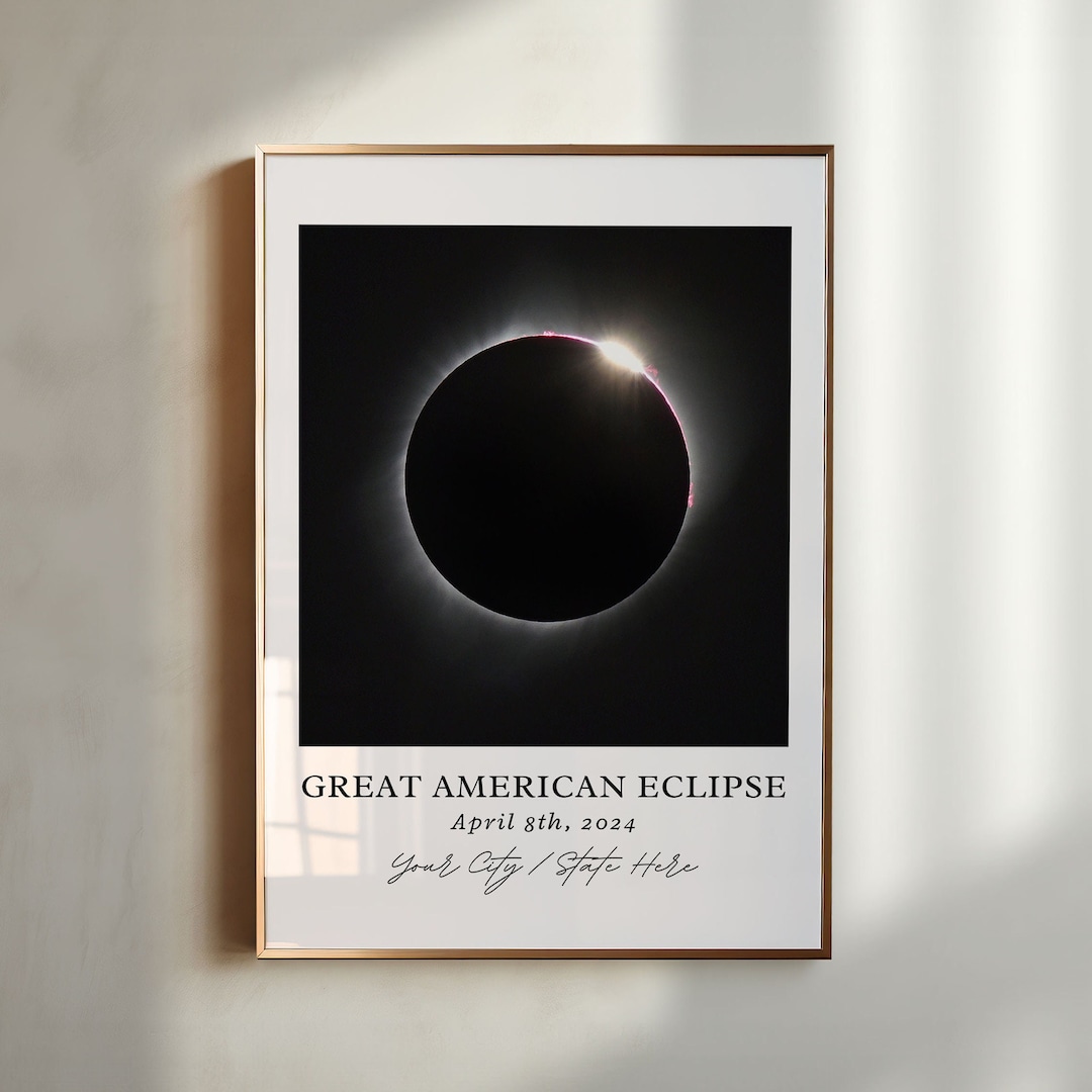 Solar Eclipse Art, 2024 Custom Town Eclipse Art, 2024 Eclipse Poster ...