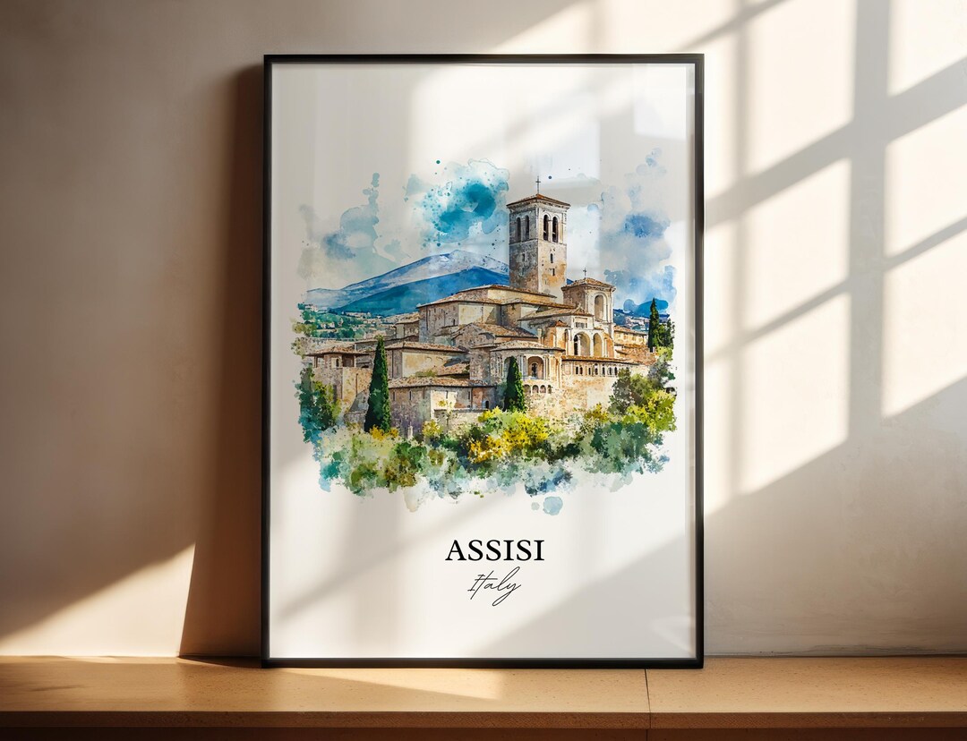 Assisi Italy Wall Art, Umbria Region Print, Italy Watercolor Art ...