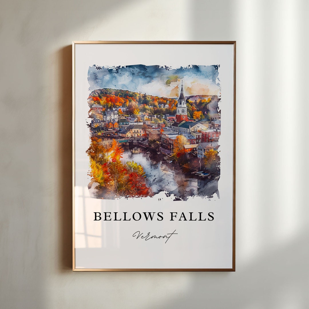 Bellows Falls Art, Bellows Falls VT Print, Rockingham Vermont ...