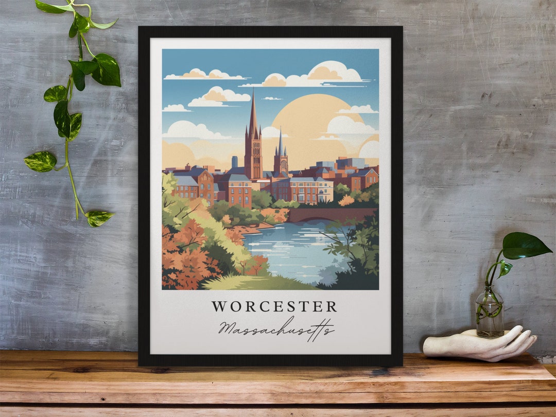 Worcester Traditional Travel Art Massachusetts, Worcester Poster ...