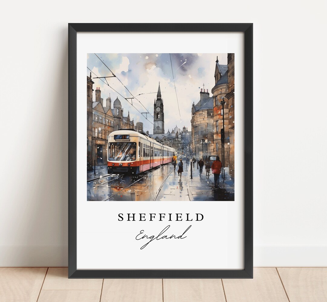 Sheffield Traditional Travel Art - England, Sheffield Poster, Wedding ...