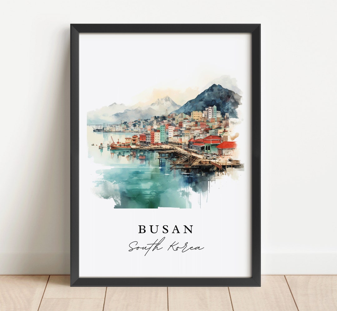 Busan Traditional Travel Art - South Korea, Busan Poster, Wedding Gift ...