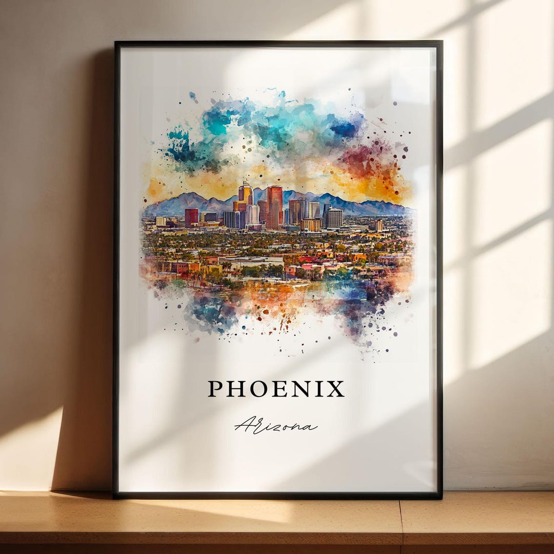 Phoenix AZ Wall Art, Phoenix Arizona Print, Phoenix Watercolor Art ...