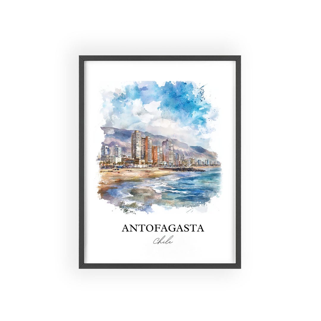 Antofagasta Chile Wall Art, Atacama Desert Print, Chile Watercolor Art ...