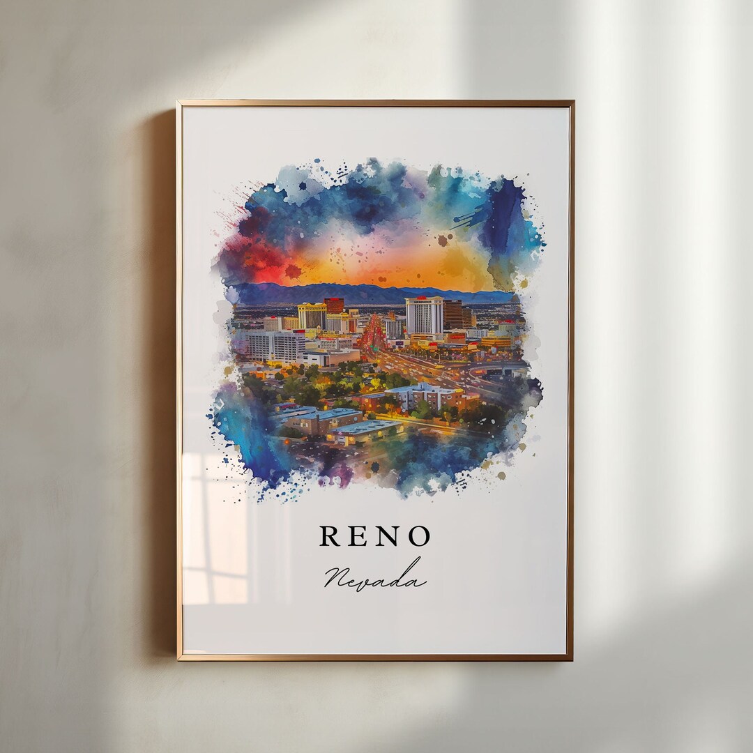 Reno Nevada Wall Art - Nevada, Reno Print, Reno Wedding Gift, Reno ...