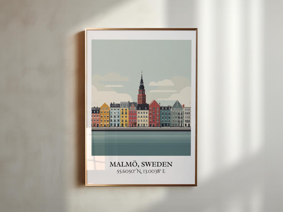Malmo Sweden Art, Malmo Retro Travel Art, Malmo Home Decor, Malmo ...
