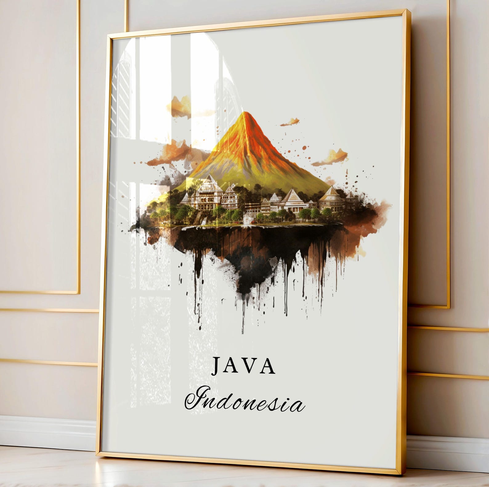Java Indonesia Travel Poster - Custom City Art, Island Souvenir - Etsy