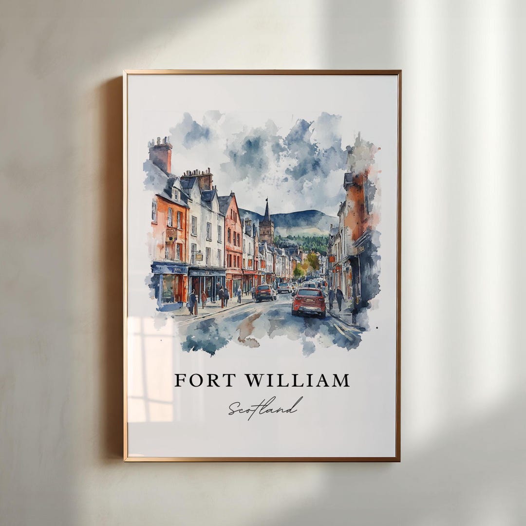 Fort William Scotland Art, Fort William Print, Loch Linnhe Watercolor ...