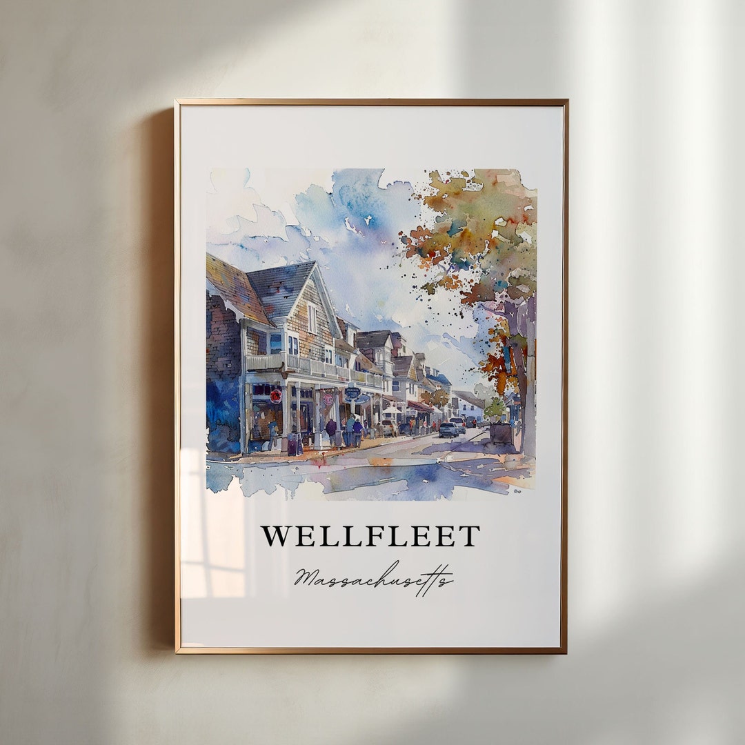 Wellfleet MA Wall Art, Wellfleet Print, Barnstable County Watercolor ...