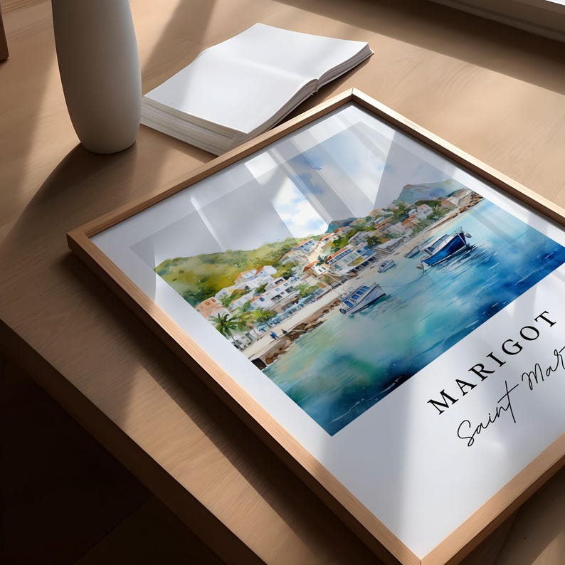 Marigot St Martin Print - Caribbean Watercolor Art, Personalized Gift ...