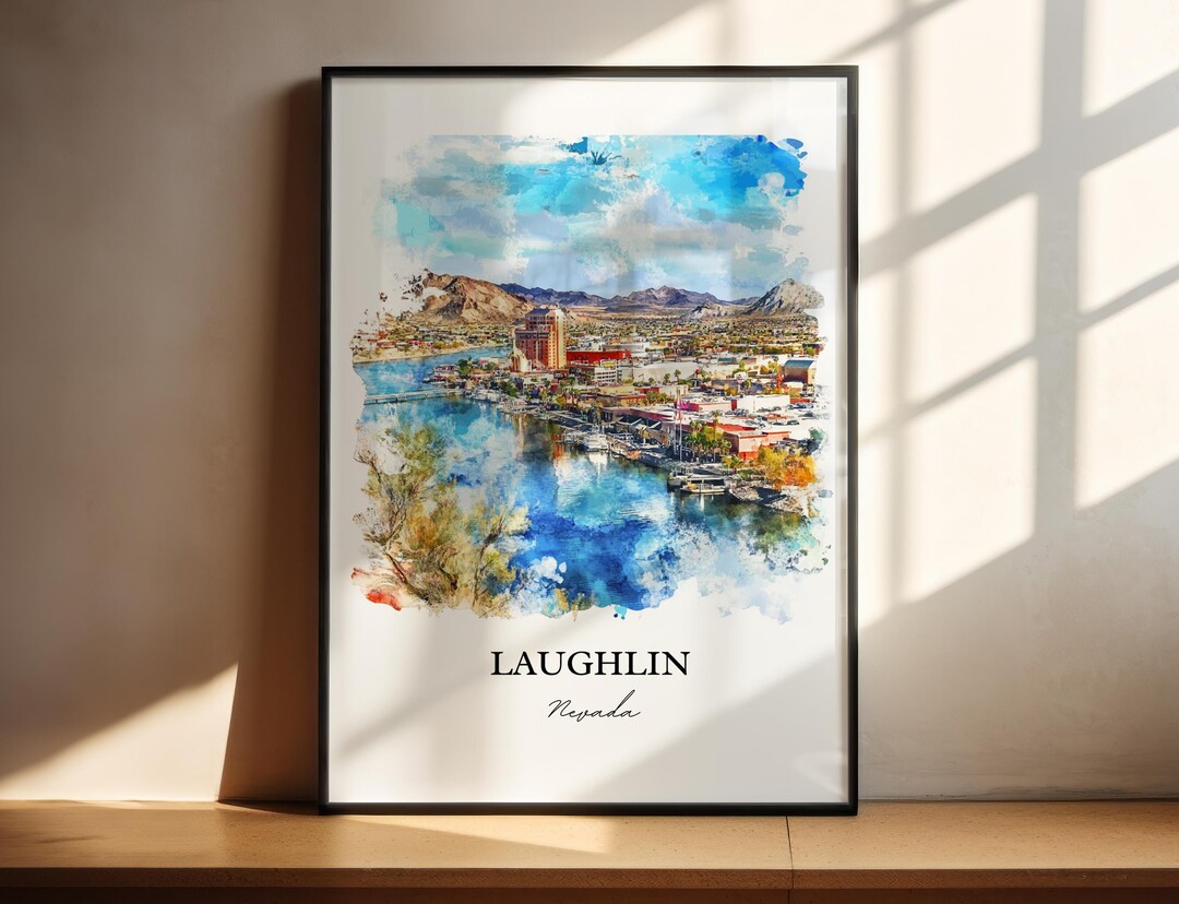 Laughlin NV Wall Art, Clark County Nevada Print, Nevada Watercolor Art ...
