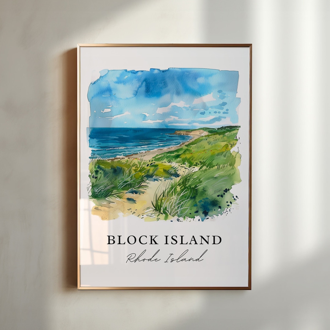 Block Island Wall Art, Block Island RI Print, Rhode Island Watercolor ...
