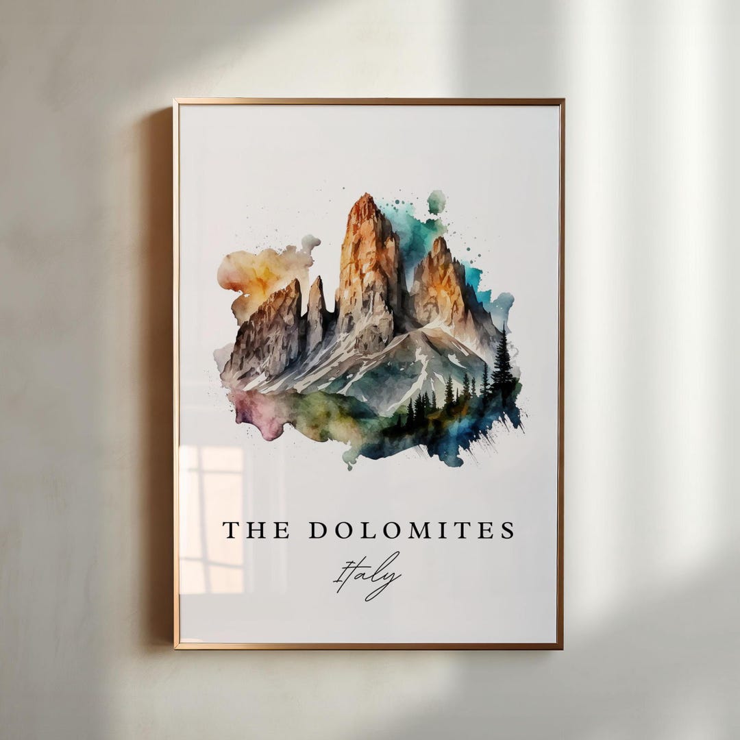 Dolomites Wall Art, Dolomites Print, Dolomites Watercolor Art ...