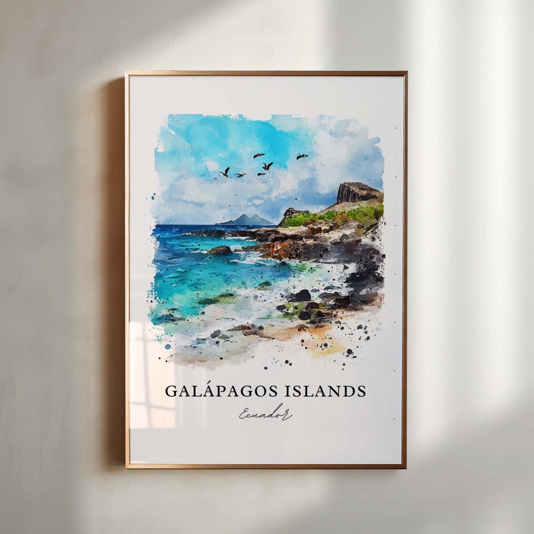 Galapagos Wall Art, Galapagos Islands Print, Ecuador Watercolor Art ...