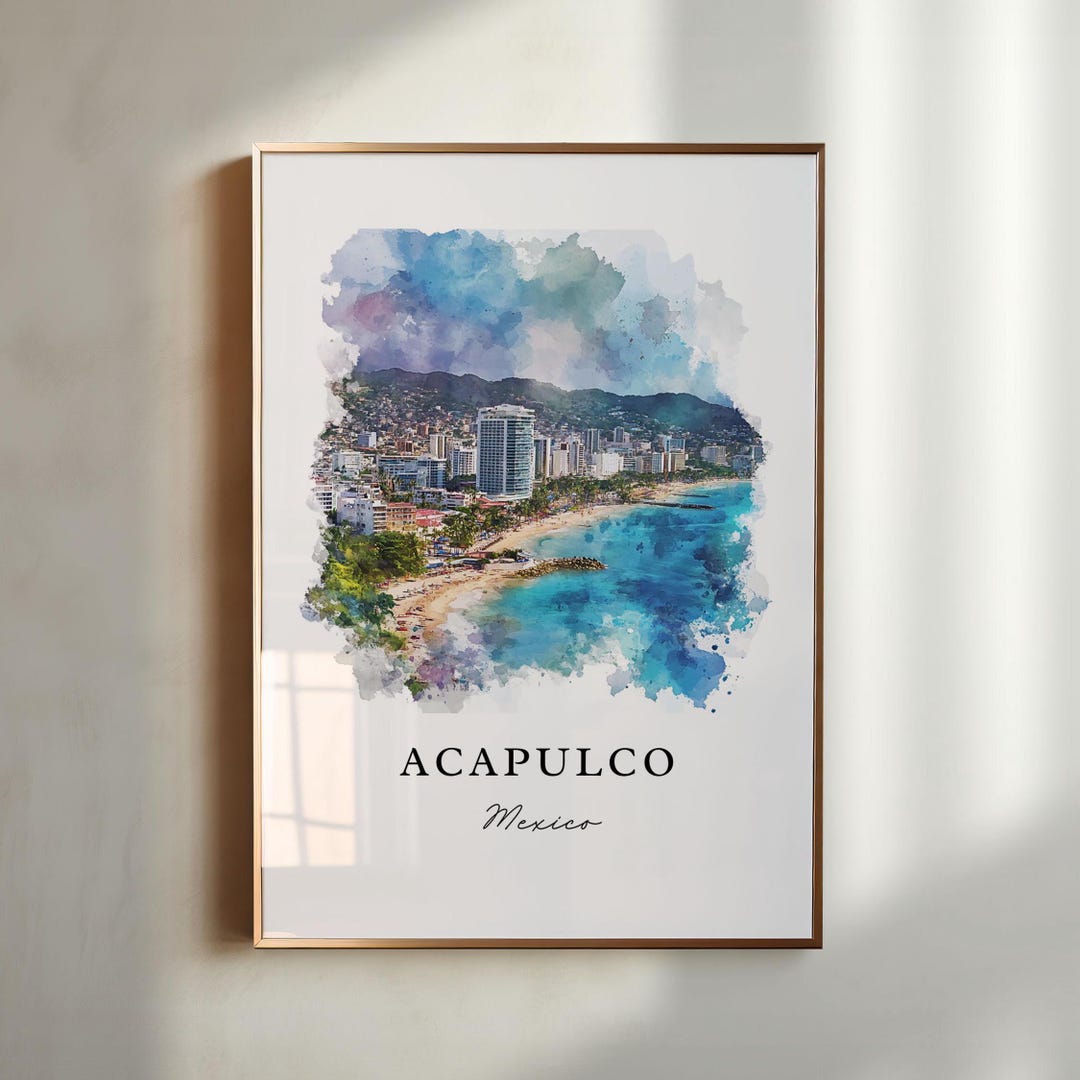 Acapulco MX Wall Art, Acapulco Print, Acapulco Watercolor Art, Acapulco ...