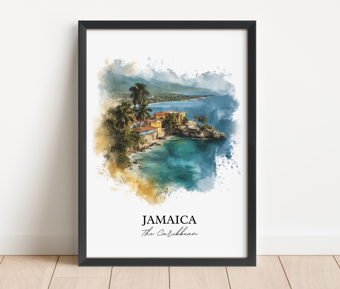 Jamaica Wall Art, Jamaica Print, Caribbean Watercolor Art, Jamaica Gift ...