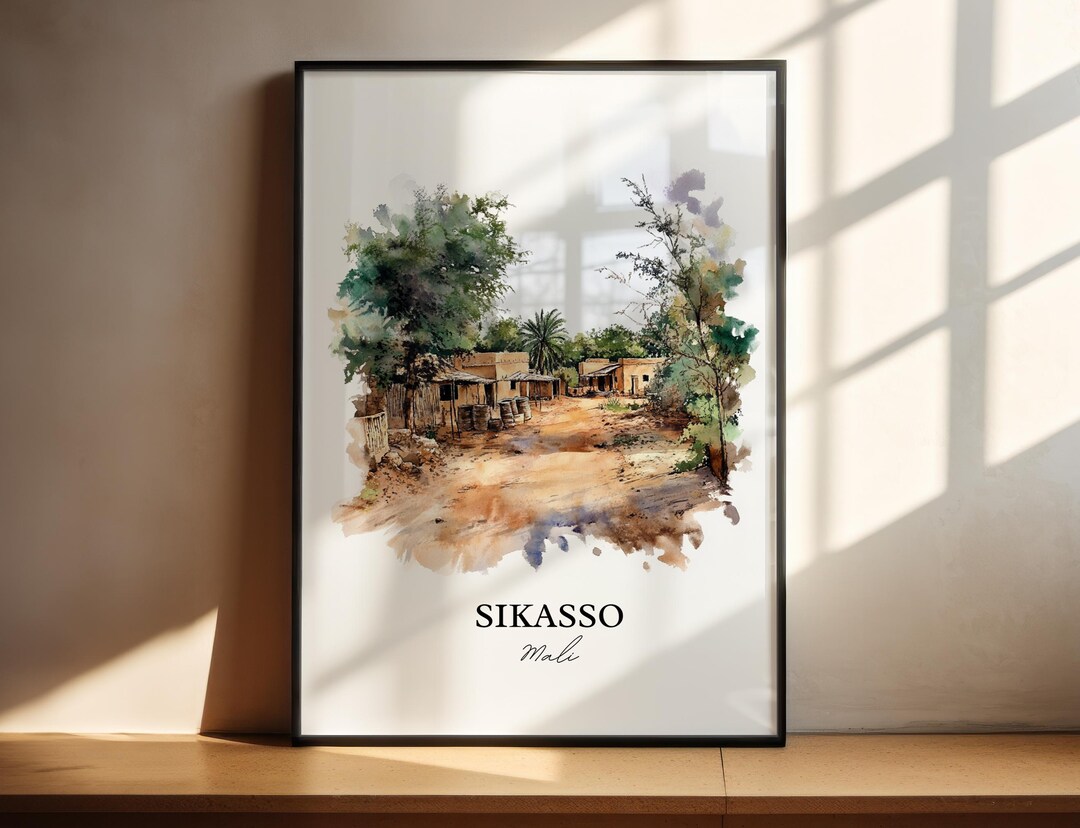 Sikasso Mali Watercolor Travel Print, Africa Wall Art - Etsy