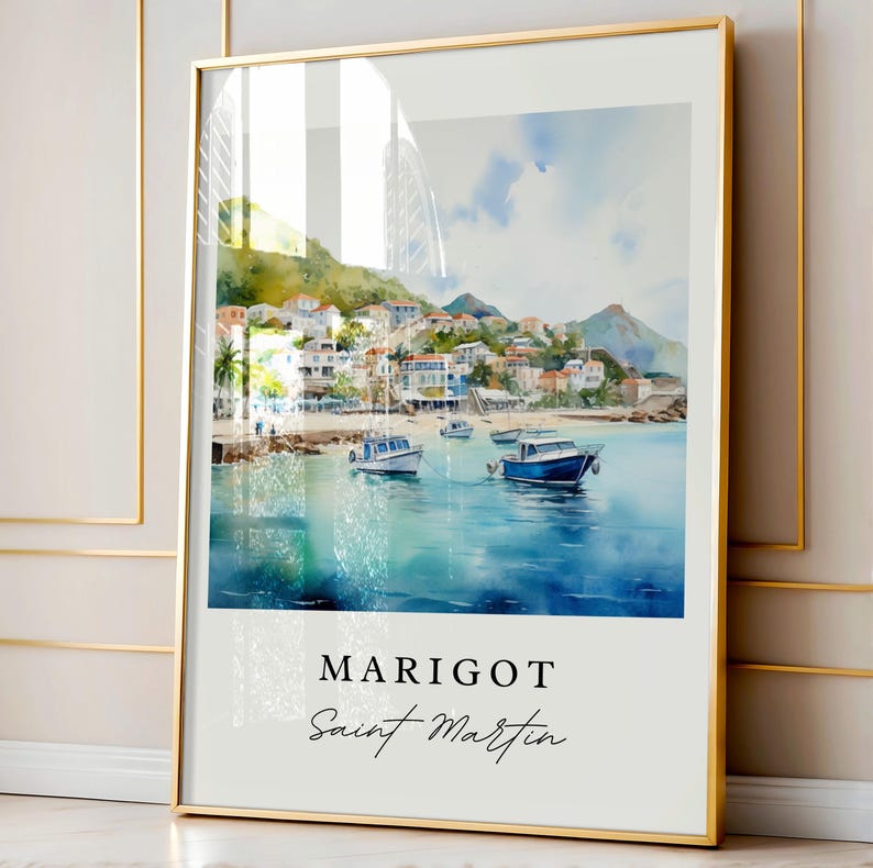 Marigot St Martin Print - Caribbean Watercolor Art, Personalized Gift ...