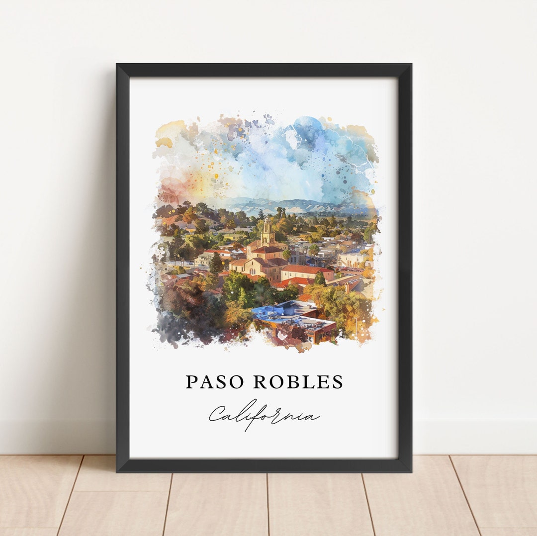 Paso Robles Wall Art, Paso Robles CA Print, Paso Robles Watercolor ...