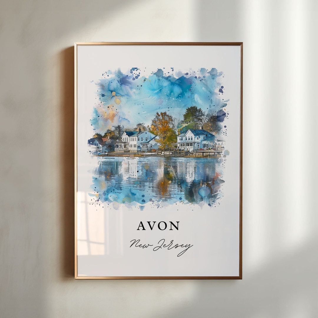 Avon NJ Wall Art, Avon Print, Avon by the Sea Watercolor, Avon New ...