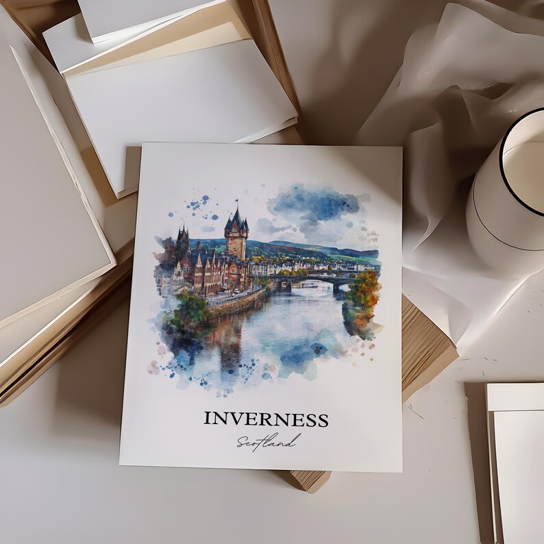 Inverness Wall Art, Scottish Highlands Print, Scotland Watercolor ...