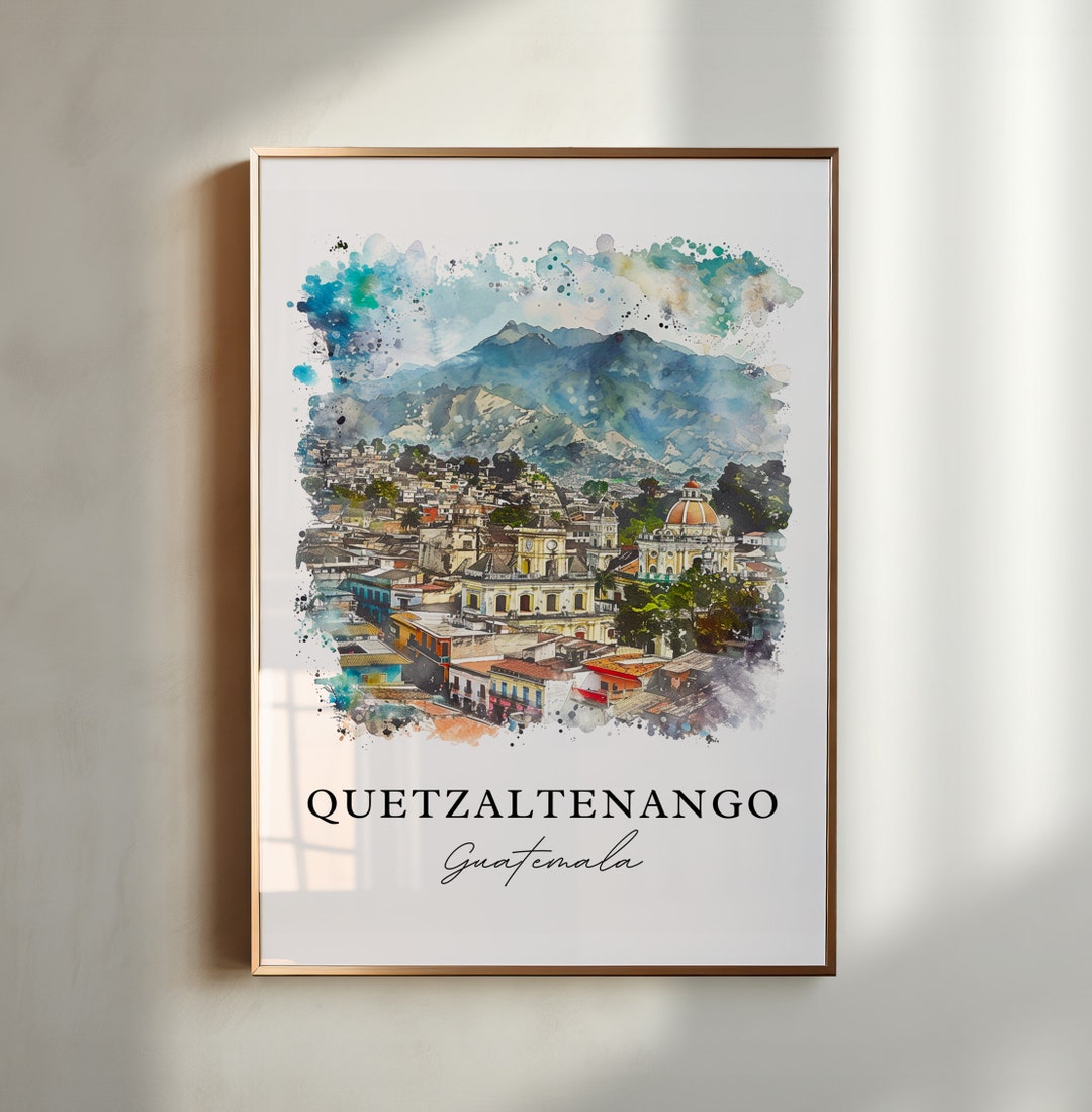 Quetzaltenango Wall Art, Xela Print, Guatemala Watercolor ...