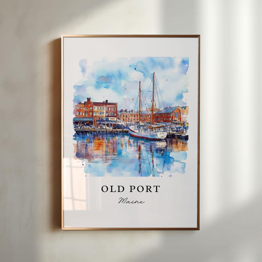 Old Port Portland Wall Art, Portland ME Print, Portland Watercolor Art ...