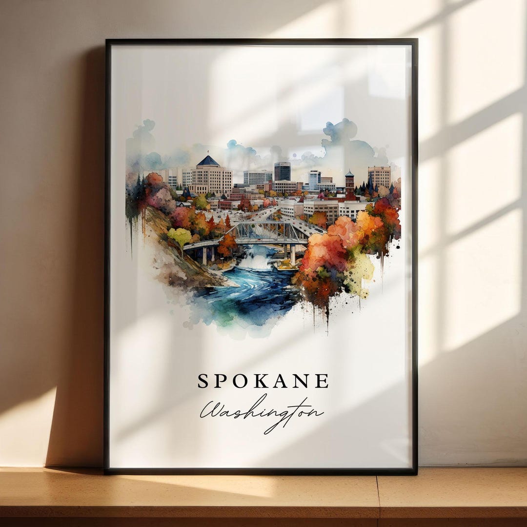 Spokane WA Wall Art - Washington, Spokane Poster, Spokane Wedding Gift ...