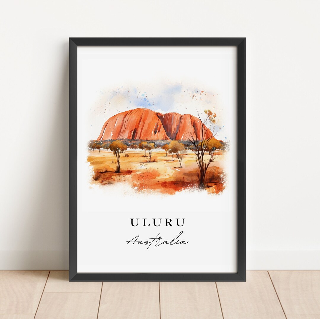 Uluru Traditional Travel Art Australia, Uluru Poster Print, Wedding ...