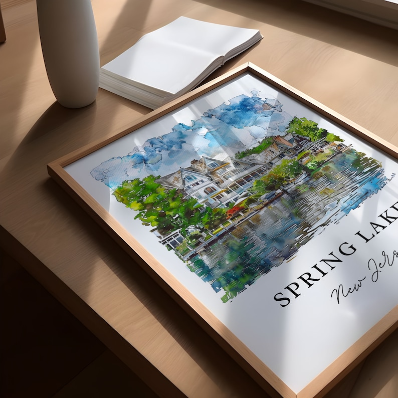 Spring Lake NJ Wall Art, Spring Lake Print, Jersey Shore Watercolor Art ...
