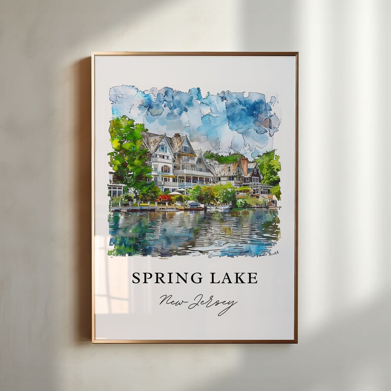 Spring Lake NJ Wall Art, Spring Lake Print, Jersey Shore Watercolor Art ...
