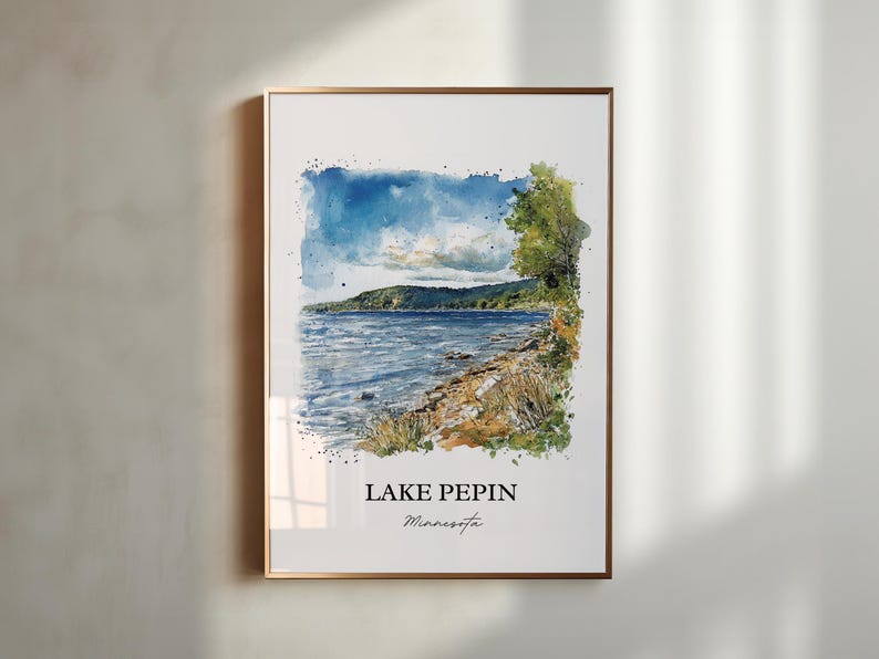Lake Pepin MN Wall Art, Lake Pepin Print, Minnesota Watercolor Art ...