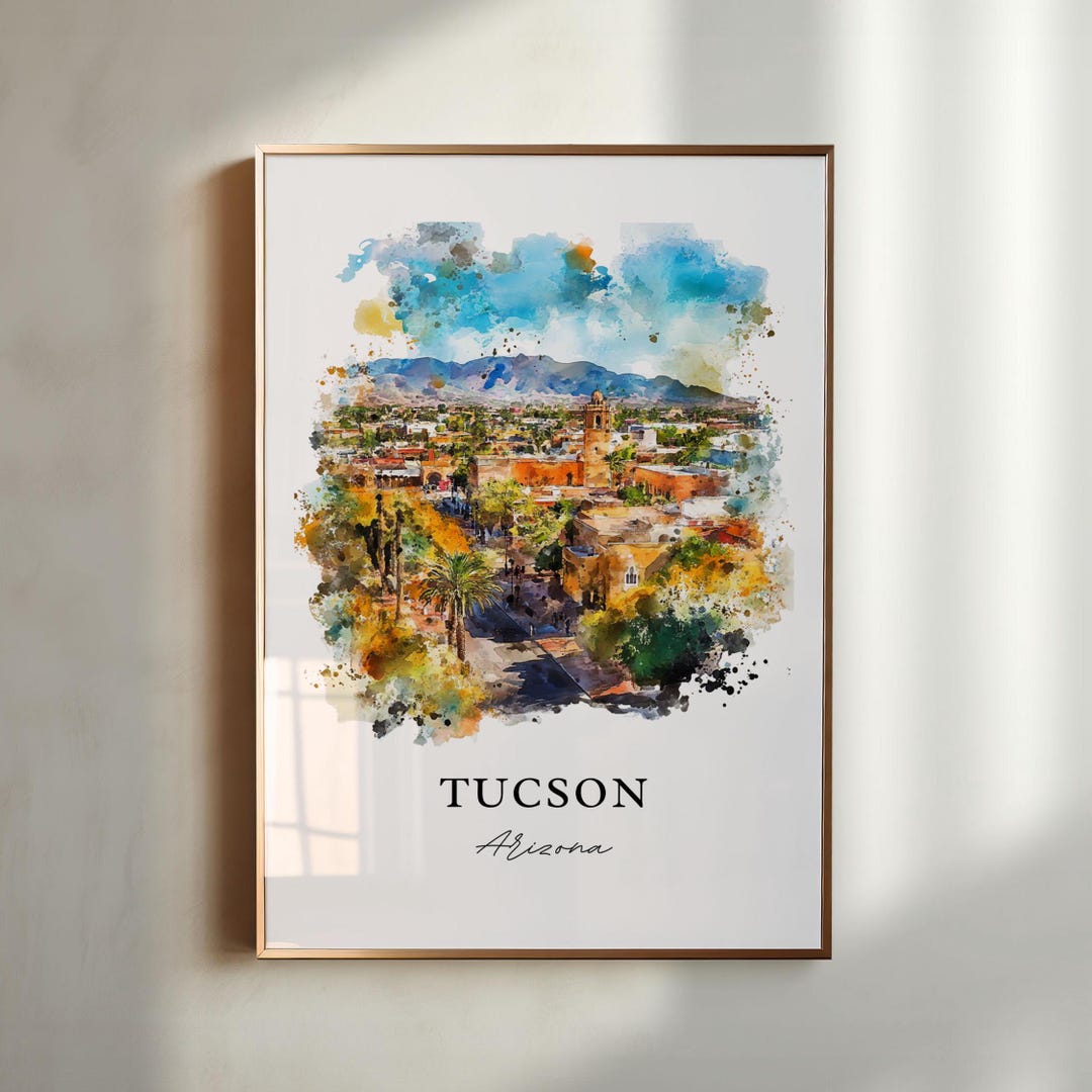 Tucson AZ Wall Art, Tucson Print, Tucson Watercolor Art, Pima County ...