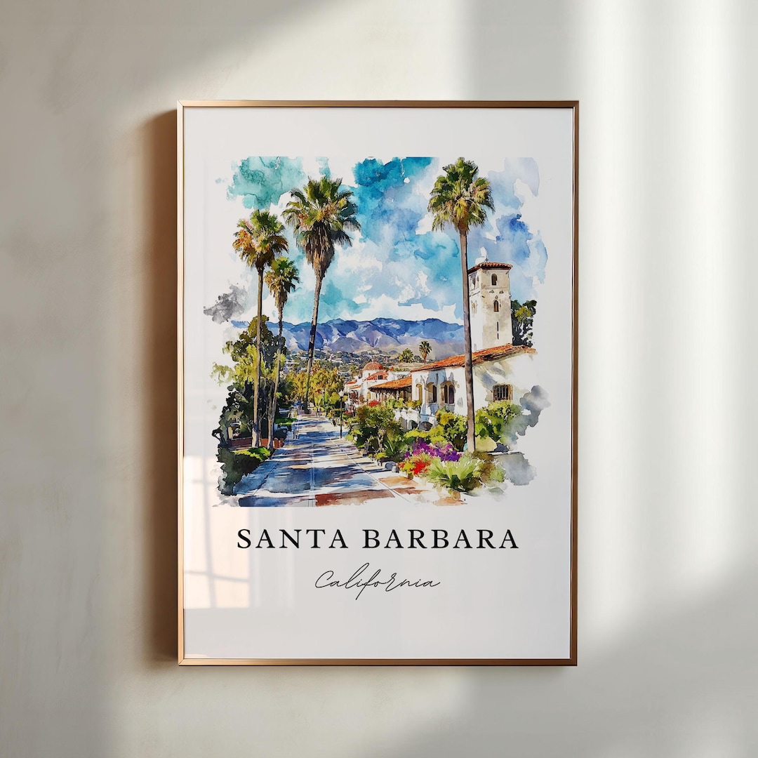 Santa Barbara Wall Art, Santa Barbara Print, Santa Barbara Watercolor ...