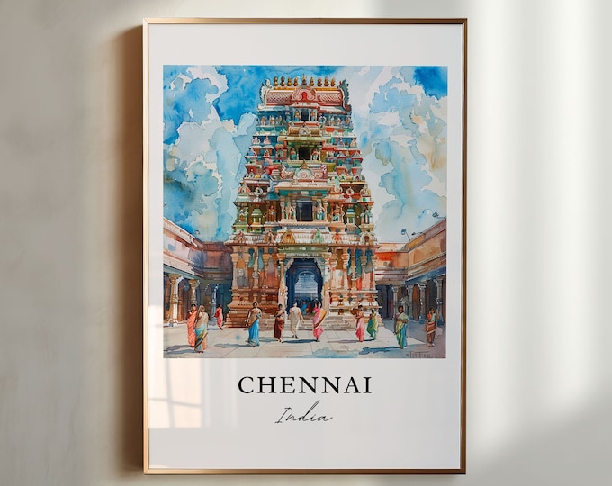 Chennai Temple Print, Tamilnadu Abstract Home Decor, Tamil Poster ...
