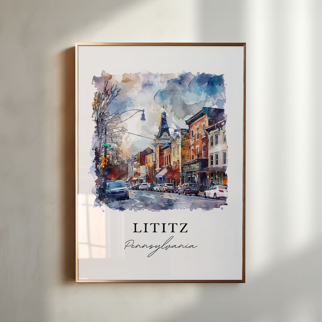 Lititz PA Wall Art, Lancaster County Print, Lititz Watercolor, Lititz ...