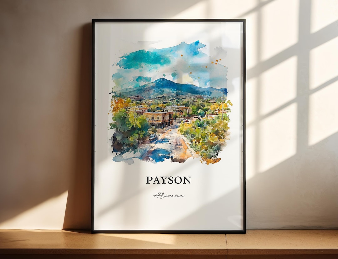 Payson Arizona Wall Art, Gila County Print, Arizona Watercolor Art ...
