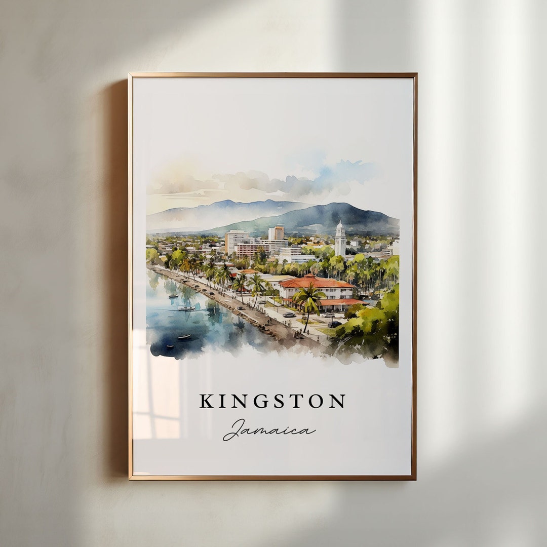 Kingston Traditional Travel Art Jamaica, Kingston Poster, Wedding Gift ...