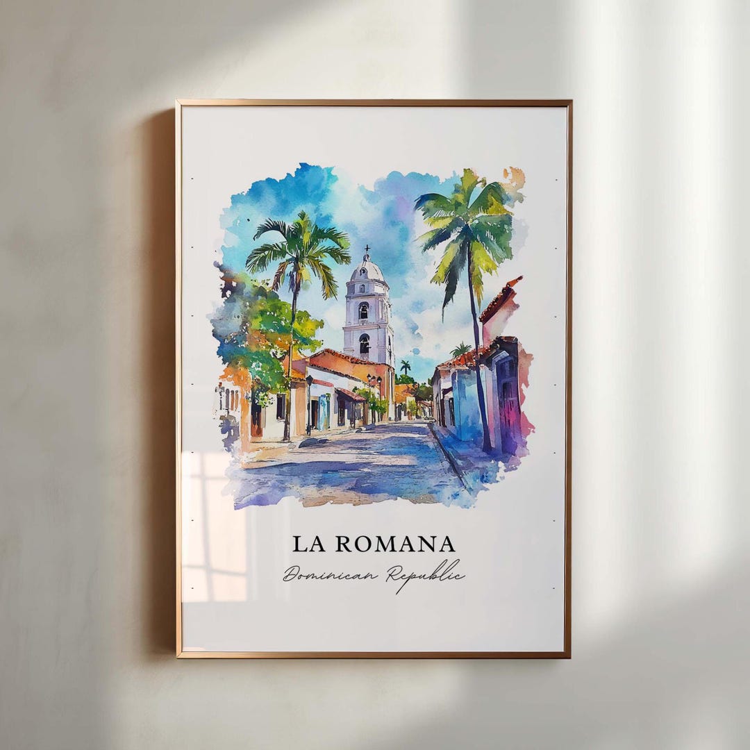 La Romana DR Wall Art, Domican Republic Print, La Romana Watercolor Art ...