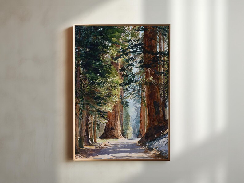 Sequoia National Park Watercolor Art California Travel Print Sequoia NP ...
