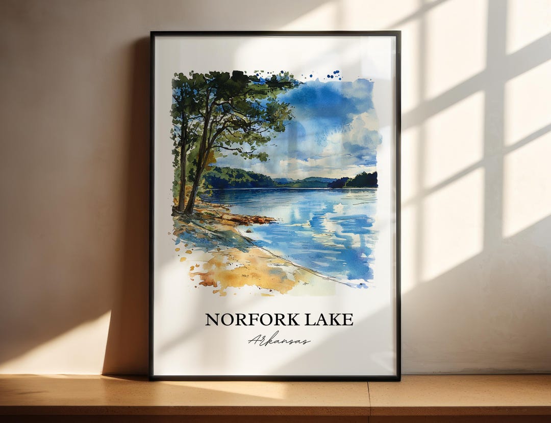 Norfork Lake Wall Art, Mountain Home Print, Arkansas Watercolor Art ...