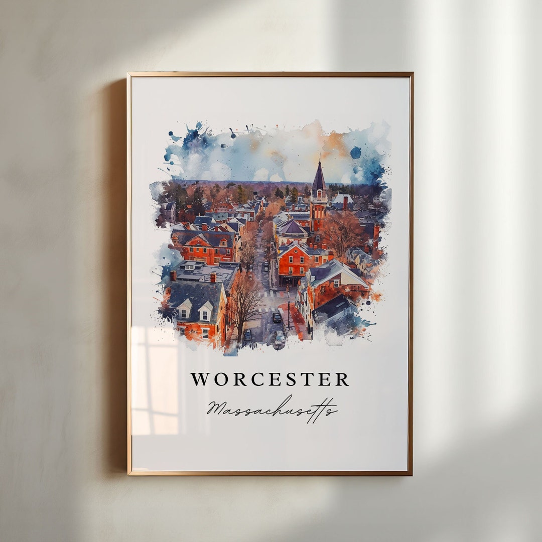 Worcester Massachusetts Print – Watercolor Cityscape Art - Etsy