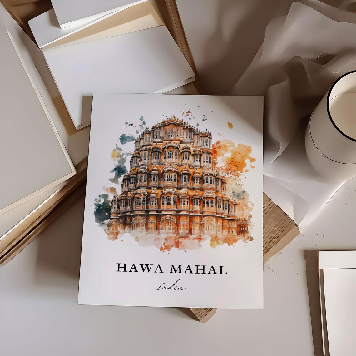 Hawa Mahal Wall Art, Jaipur Print, Rajasthan Watercolor Art, Hawa Mahal ...