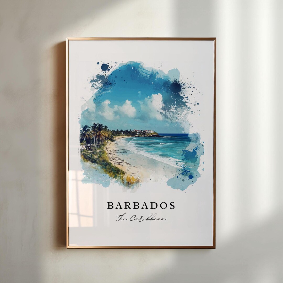 Barbados Wall Art, Barbados Print, Barbados Watercolor Art, Bridgetown ...