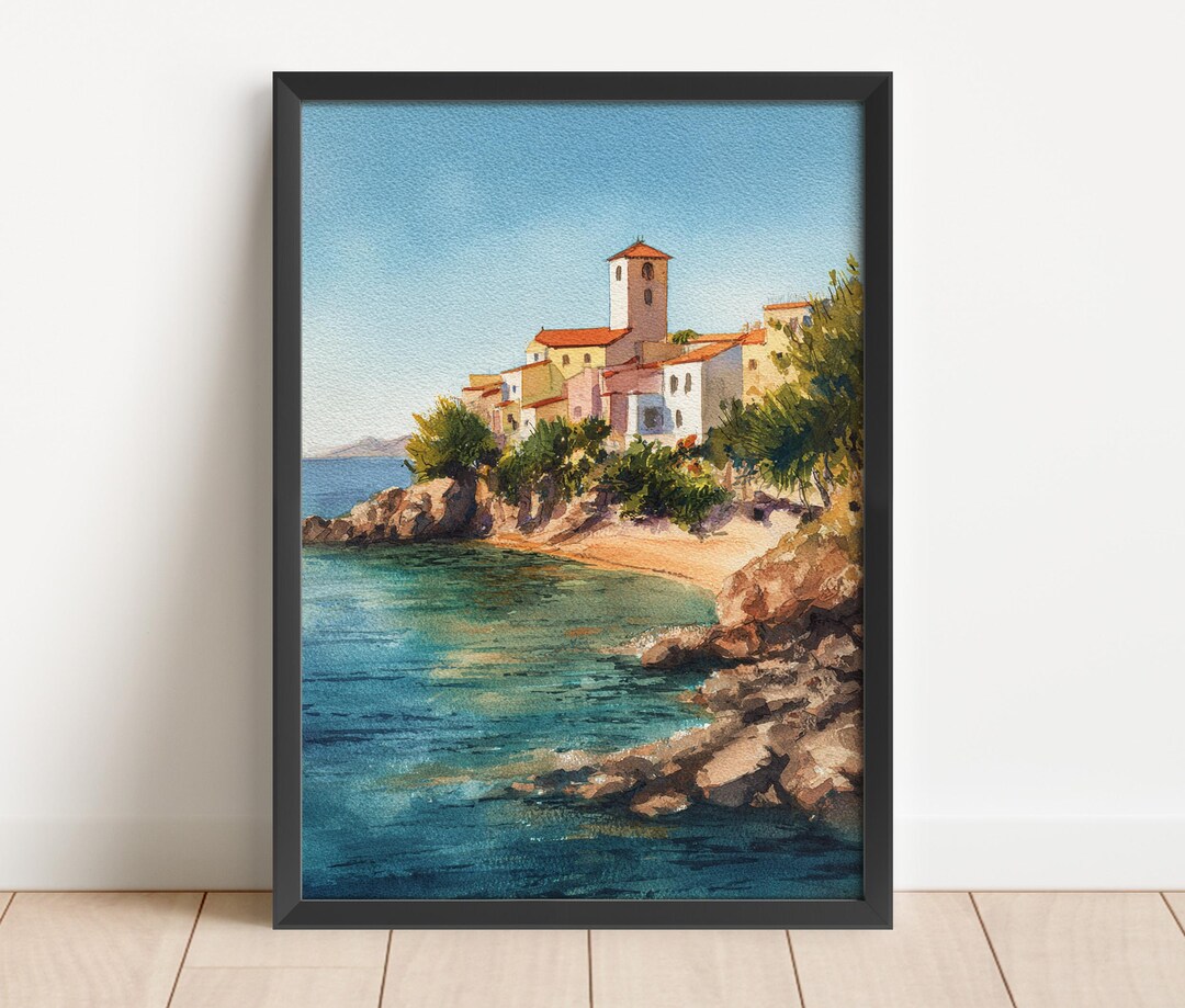 Sardinia Watercolor Art Sardinia Travel Print Sardinia Italy Artwork ...