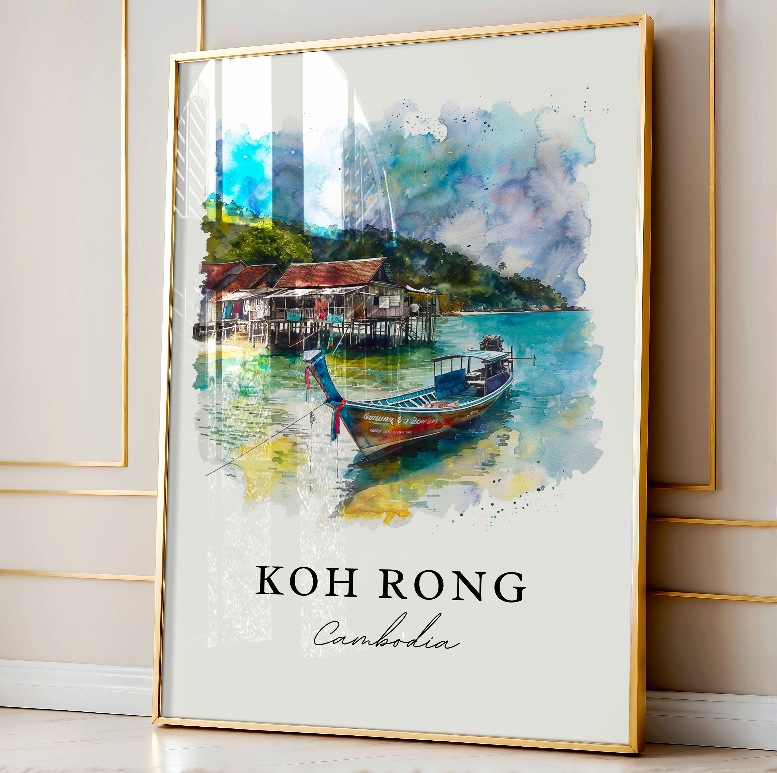 Koh Rong Wall Art, Koh Rong Print, Cambodia Watercolor Art, Koh Rong ...