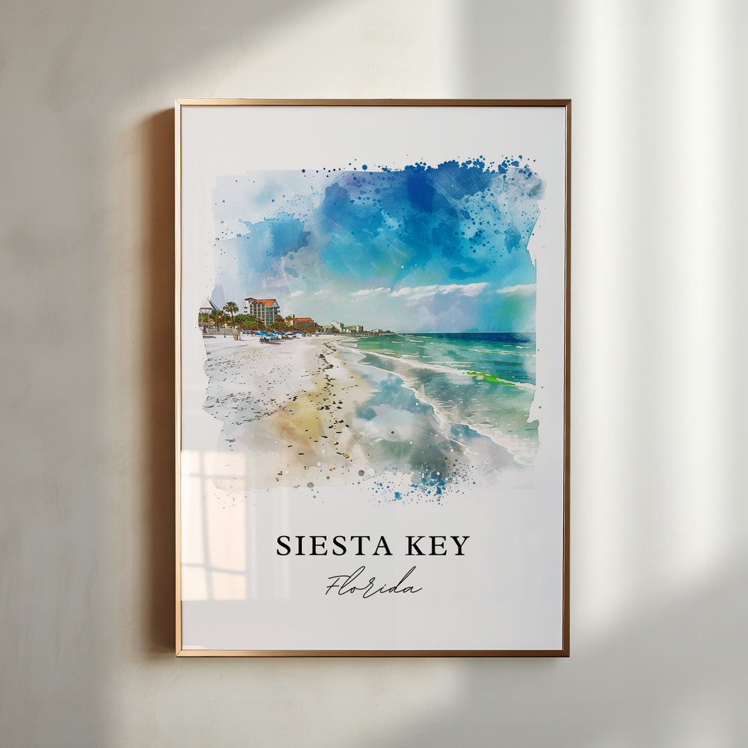 Siesta Key Wall Art, Siesta Key Print, Sarasota FL Watercolor, Siesta ...