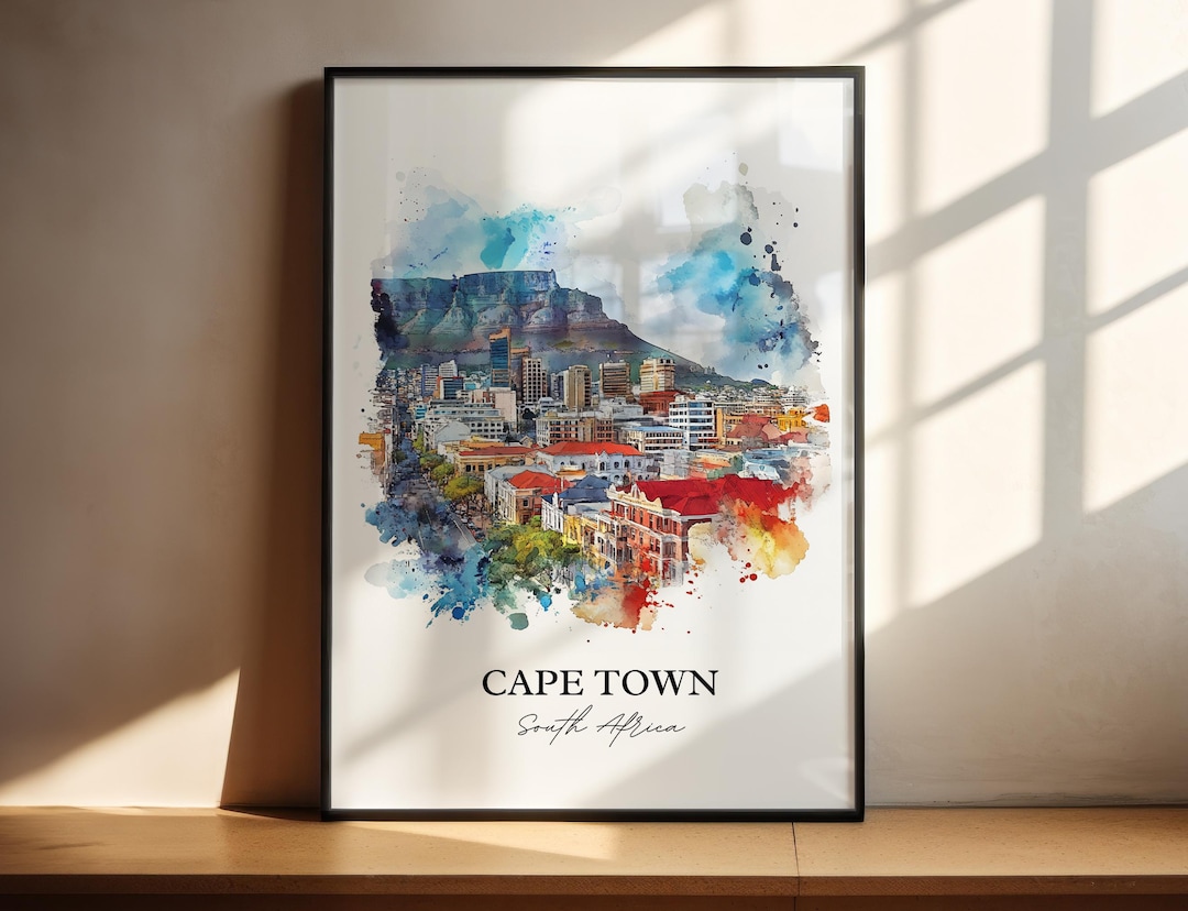 Cape Town Wall Art, Cape Town Print, South Africa Watercolor Art, Cape Town Gift, Travel Print ...